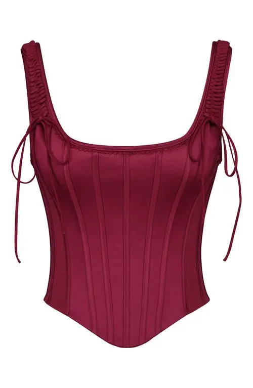 House Of Cb Iman Satin Corset Top - Wine