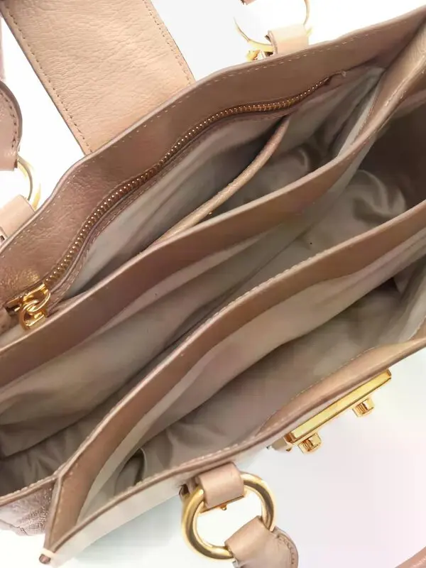 Miu Miu 2000s Madras Leather Tote Bag - Neutrals