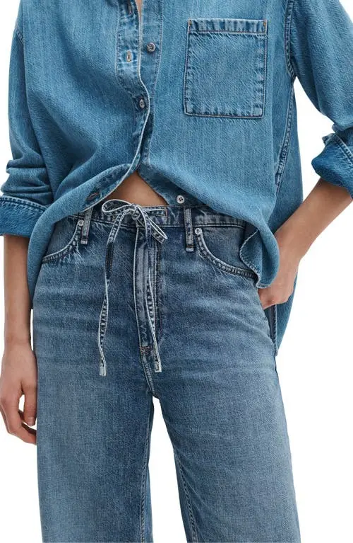 Rag & Bone Featherweight Phoebe Drawstring Wide-leg Jeans - Everglade