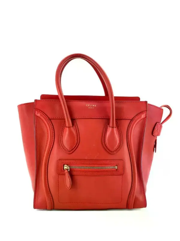 Celine Luggage Bag Smooth Leather Micro Tote Bag - Red