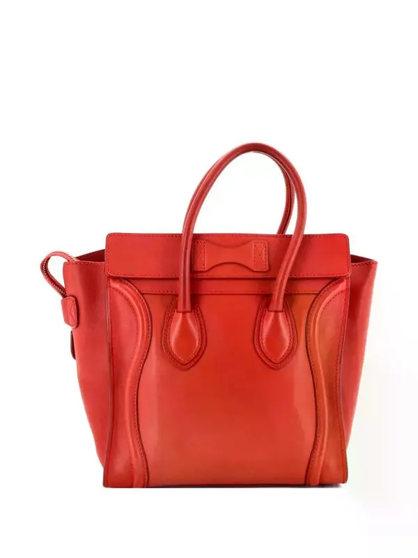 Celine Luggage Bag Smooth Leather Micro Tote Bag - Red