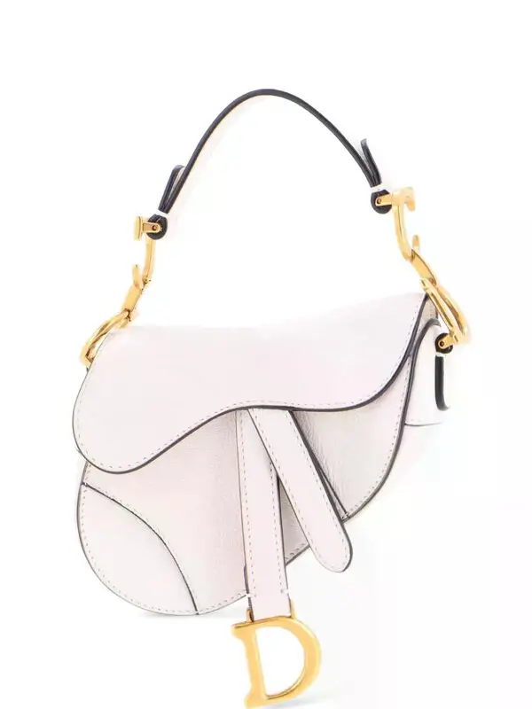 Dior Saddle Handbag Leather Micro Satchel - White