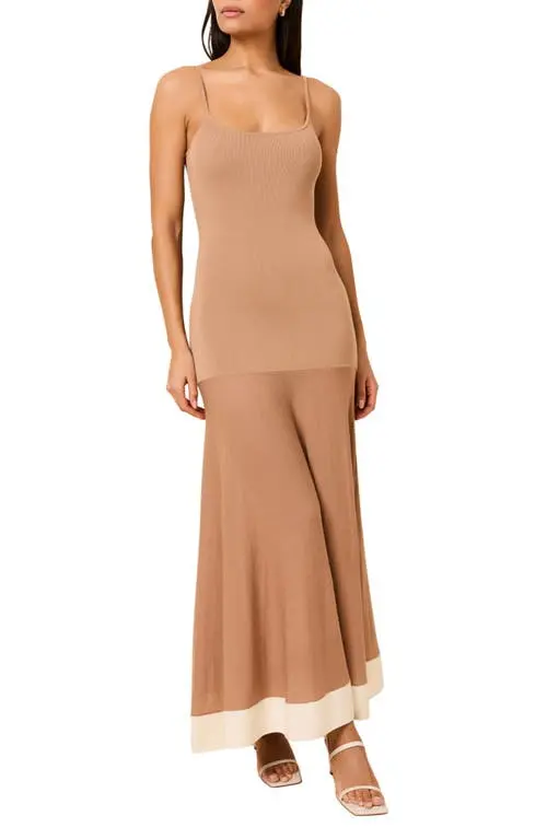 Solid & Striped The Tess Contrast Border Sweater Dress - Camel