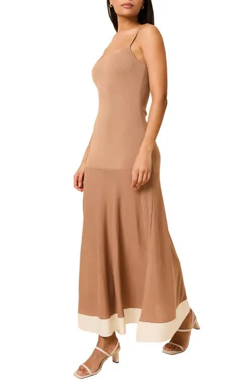 Solid & Striped The Tess Contrast Border Sweater Dress - Camel
