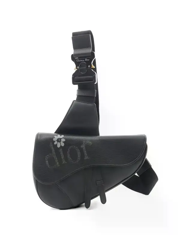 Dior 2010s X Erl Leather Saddle Bag - Black