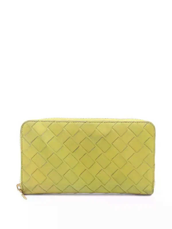 Bottega Veneta 2010s Intrecciato Round-zipper Wallet - Green