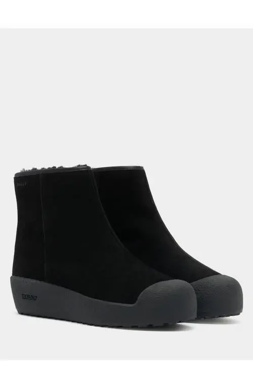 Bally Curling Bootie In Suede With Lamb Fur Lining - Black