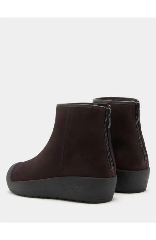 Bally Curling Bootie In Suede With Lamb Fur Lining