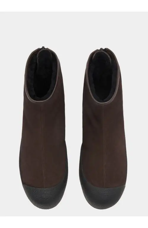 Bally Curling Bootie In Suede With Lamb Fur Lining