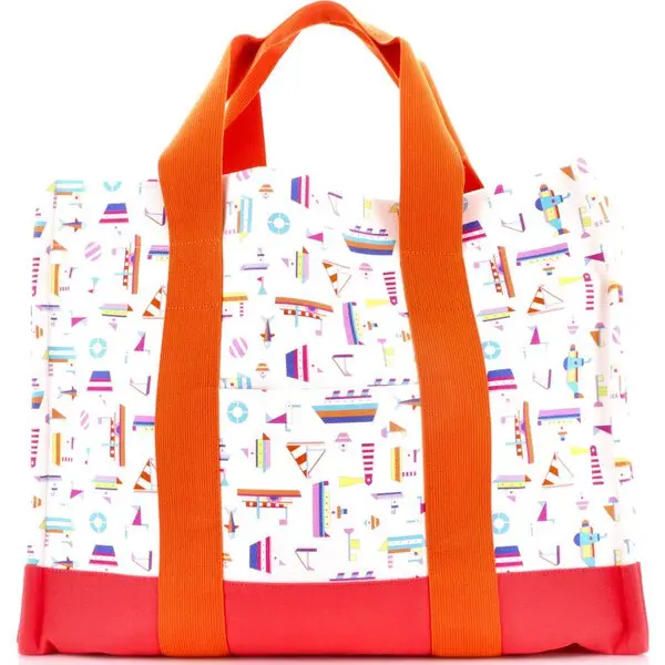 Hermès Petit Chartier Printed Toile Large Nappy Bag