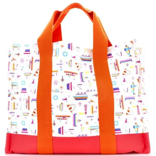 Hermès Petit Chartier Nappy Bag Printed Toile Large