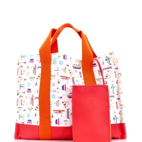 Hermès Petit Chartier Nappy Bag Printed Toile Large