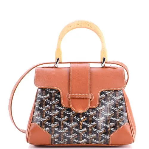 Goyard Saigon Top Handle Bag Coated Canvas With Leather Mini - Brown