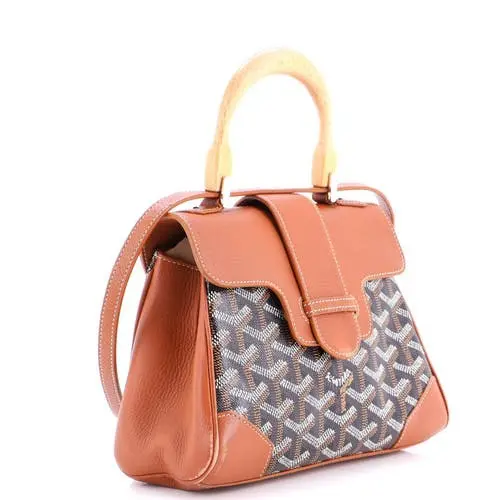 Goyard Saigon Top Handle Bag Coated Canvas With Leather Mini - Brown