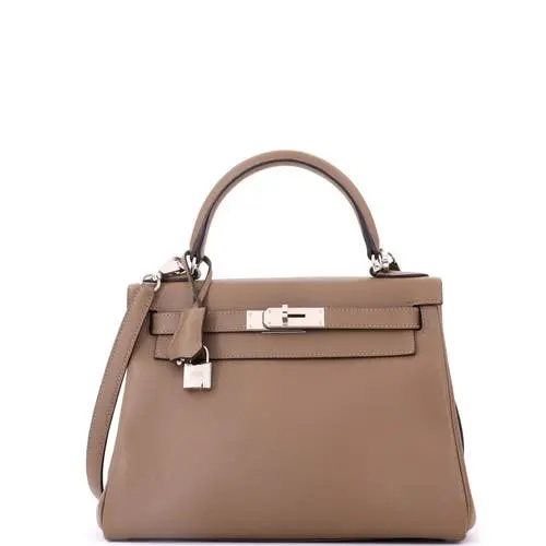 Hermès Kelly Handbag Brown Evercolor With Palladium Hardware 28 - Beige