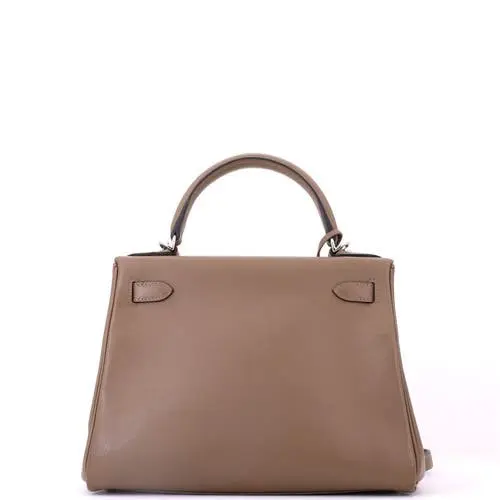Hermès Kelly Handbag Brown Evercolor With Palladium Hardware 28 - Beige