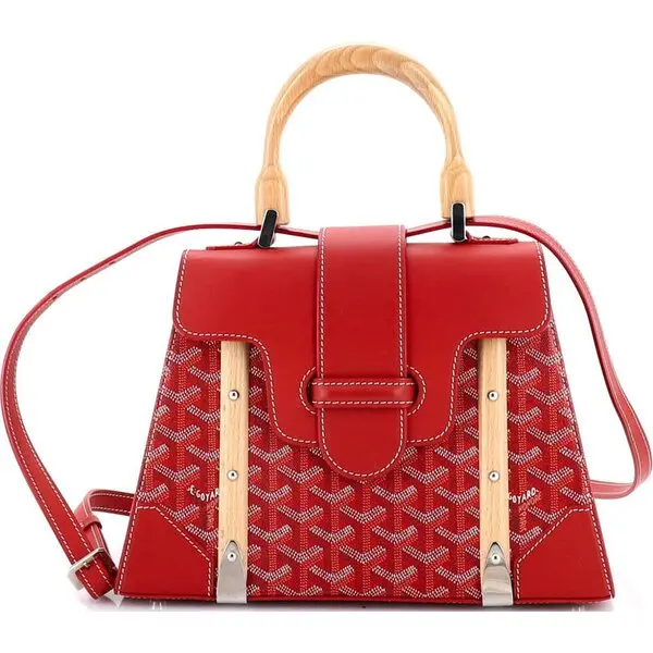 Goyard Saigon Top Handle Bag Coated Canvas With Leather Pm