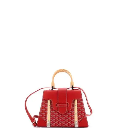 Goyard Saigon Top Handle Bag Coated Canvas With Leather Pm - Red