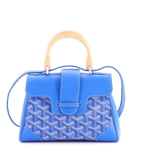 Goyard Saigon Top Handle Bag Coated Canvas With Leather Mini - Blue