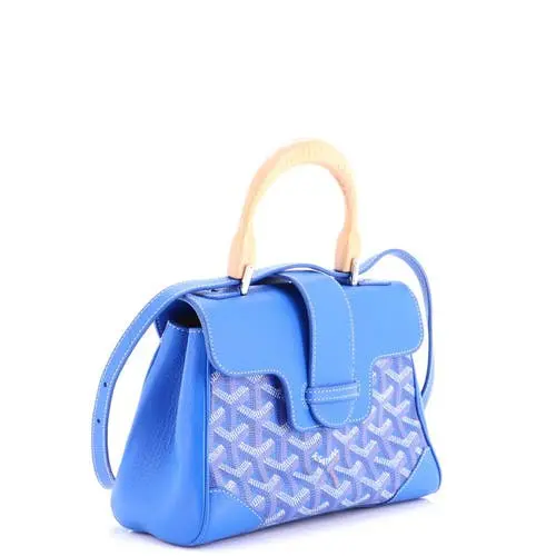 Goyard Saigon Top Handle Bag Coated Canvas With Leather Mini - Blue