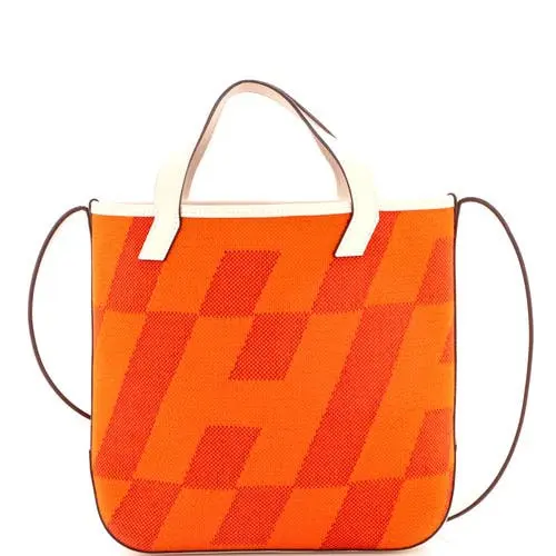 Hermès Cabas H En Biais Tote Canvas With Leather 27 - Orange
