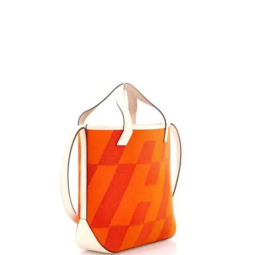 Hermès Cabas H En Biais Tote Canvas With Leather 27 - Orange