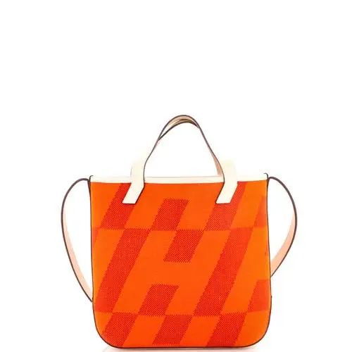 Hermès Cabas H En Biais Tote Canvas With Leather 27 - Orange