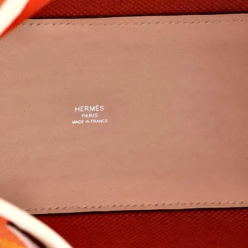 Hermès Cabas H En Biais Tote Canvas With Leather 27 - Orange
