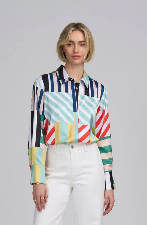 ELLE COLLECTION Striped Long Sleeve Shirt - Multi