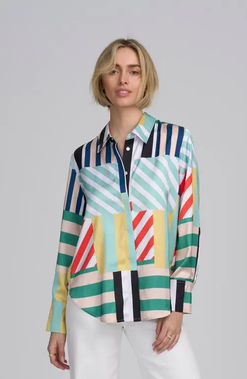ELLE COLLECTION Striped Long Sleeve Shirt - Multi