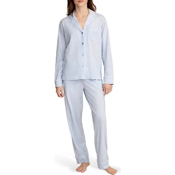 PETITE PLUME Geo Classic Lightweight Pima Cotton Pajamas - Blue