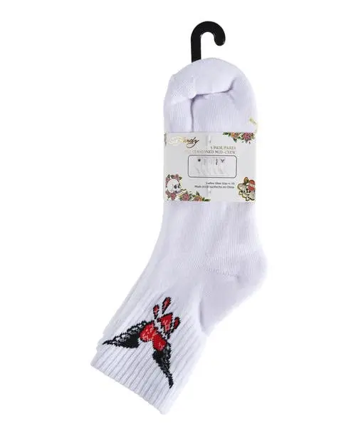 Ed Hardy Heart Flame Print Crew Socks 5-pack