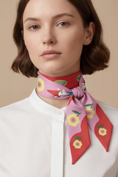 CENTINELLE Cat Garden Gnome Twilly Ribbon Scarf - Multicolor