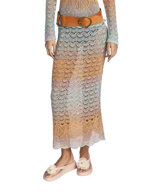 Anna Sui Ombre Space Dye Crochet Skirt