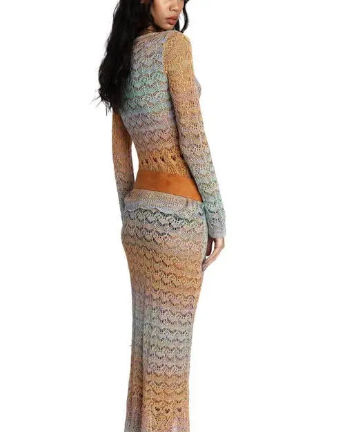 Anna Sui Ombre Space Dye Crochet Skirt