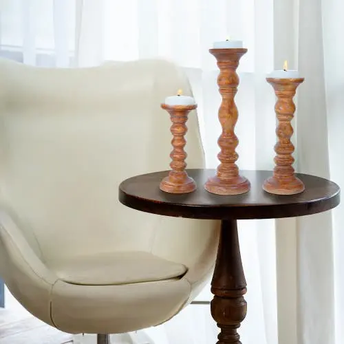 MELA ARTISANS Willow Pillar Candleholder Set