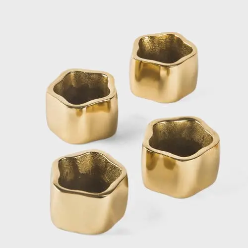MELA ARTISANS Toned Sculpted Napkin Rings - Gold