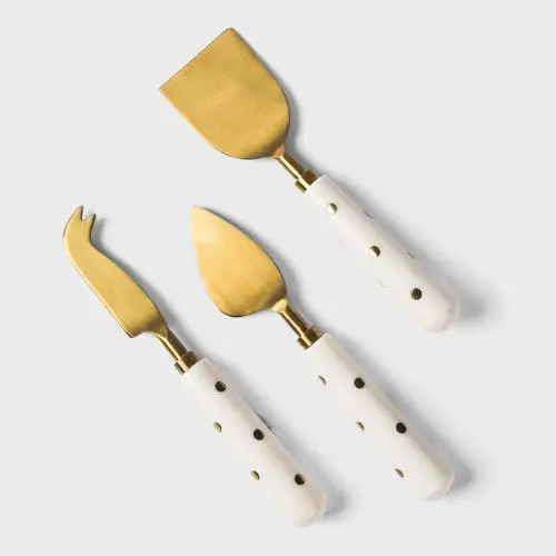 MELA ARTISANS Sitara Cheese Server Set - Gold