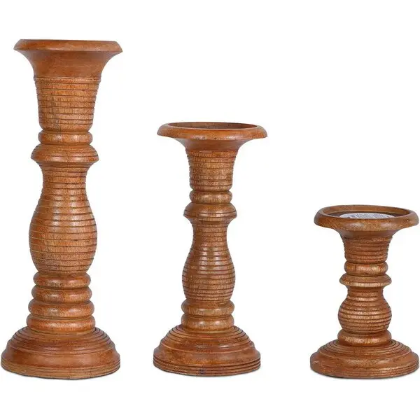 MELA ARTISANS Jharna Pillar Candleholder Set - Natural