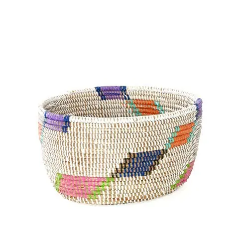 AFRICAN MODERN Set Of Two Diagonal Diamond Nesting Storage Baskets