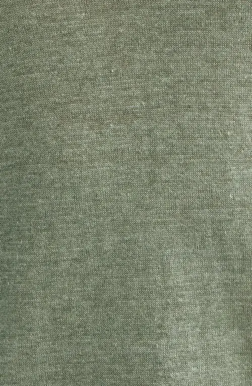 JACK VICTOR Cormack Long Sleeve Crewneck Pullover In Linen & Silk - Sage