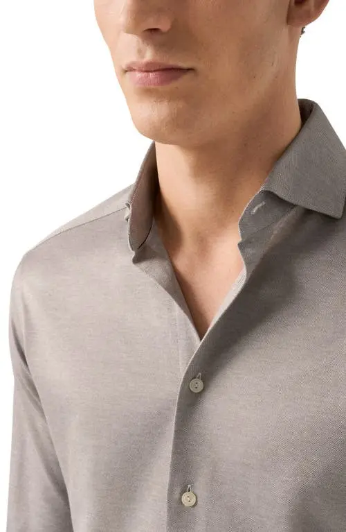 Eton Contemporary Fit Filo Di Scozia Jersey Dress Shirt - Medium Brown