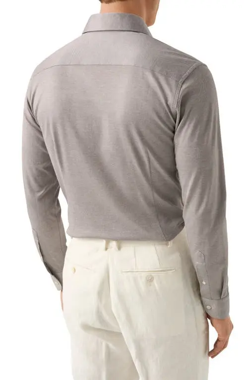 Eton Contemporary Fit Filo Di Scozia Jersey Dress Shirt - Medium Brown