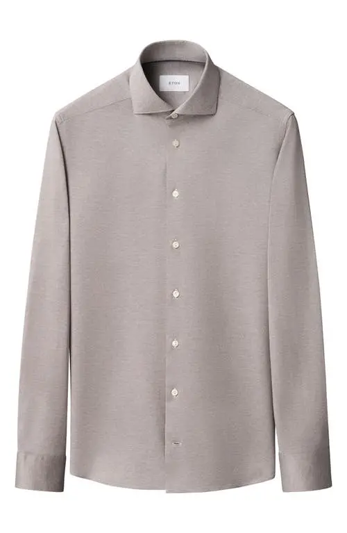 Eton Contemporary Fit Filo Di Scozia Jersey Dress Shirt - Medium Brown