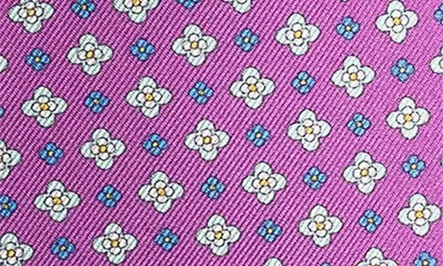 Eton Mid Purple Floral Medallion Silk Twill Pocket Square - Medium Purple