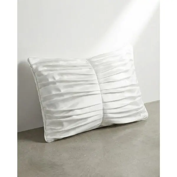 VILLA ABURI Pleated Cotton Suede Pillow - Milk