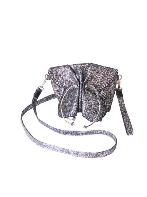 Carlos Falchi Mini Butterfly Leather Bag - Roman Chrome