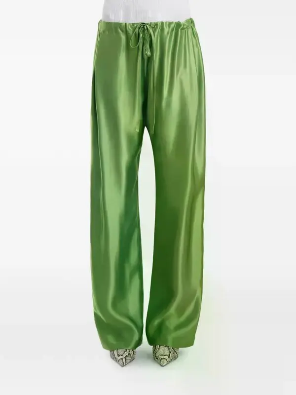 Khaite Roehen Satin Trousers - Green