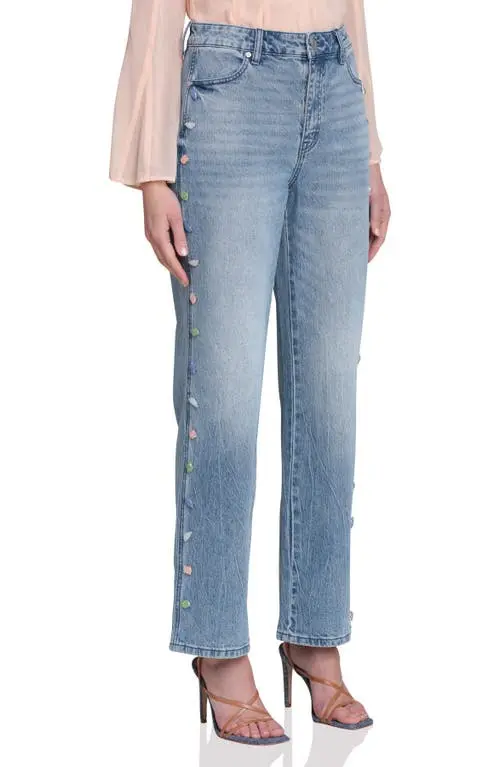 Avec Les Filles Stone Embellished Straight Leg Jeans