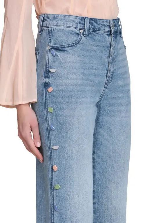 Avec Les Filles Stone Embellished Straight Leg Jeans